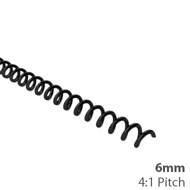 6mm Plastic Spiral Binding Coils 100pk - Glossy 4:1 Pitch Coils ...