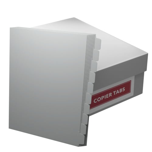 90lb Gray Copier Tabs 8.5"x11" - 1250 Count, Easy Print & Organize ...