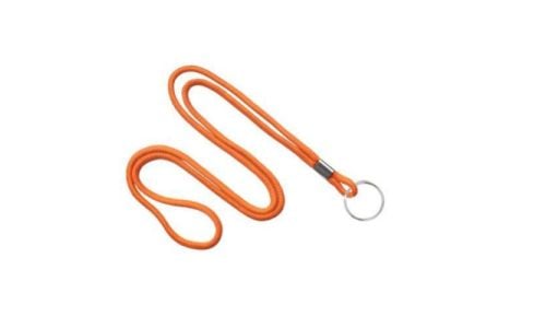 Orange Round Braid Lanyard with NPS Split Ring - 100pk