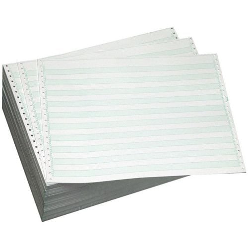 Buy 14 7/8" X 11" 20lb 1/2" Green Bar Continuous Computer Paper - 2700 ...